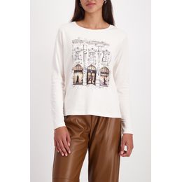 Langarmshirt monari, Damen, Gr. 46, almond, Web, Obermaterial: 100% Baumwolle, unifarben, regular fit taillenbedeckt, Rundhals, eingesetzt abgesteppte Kante, Shirts, Regular fit mit Rundhalsausschnitt