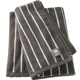 Badetuch Musterring "Needlestripe", grau (anthrazit), B:70cm L:140cm, Jacquard, Baumwolle, Handtücher, hautschmeichelnd, super weich