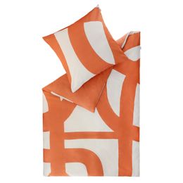 Schöner Wohnen Kollektion Wendebettwäsche "Scribble", orange, B/L: 155cm x 220cm, Satin, B/L: 80cm x 80cm, Satin, Obermaterial: 100% Baumwolle, SCHÖNER WOHNEN-KOLLEKTION, Bettwäsche, aus 100% Baumwolle
