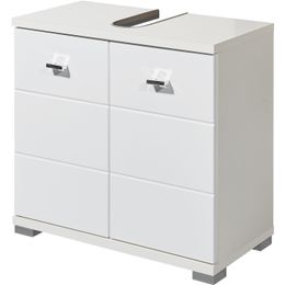 Waschbeckenunterschrank BASIC BY BALCULINA "Pool, Badezimmerschrank BxHxT 60x57x31", weiß (weiß, weiß hochglanz), B:60cm H:57cm T:31cm, Holzwerkstoff, Schränke, Breite 60cm, Tür L/R montierbar