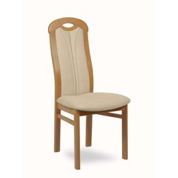 4-Fußstuhl Home Affaire "ALEX, Stuhl,Armlehnstuhl", beige (buche, beige, buche natur), B:48cm H:103cm T:54cm, Massivholz, Stühle, Stuhl, Armlehnstuhl, Ausführung mit und ohne wasserabweisender Stoff