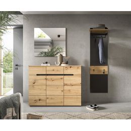 Garderoben-Set Inosign "REHAT, TOPSELLER, 3-teilig, Breite 180 cm, individuell erweiterbar", basalt grau nb, artisan nb, Kastenmöbel-Sets, Garderobenkombination, Kombination, Set, Flurgarderobe, Diele