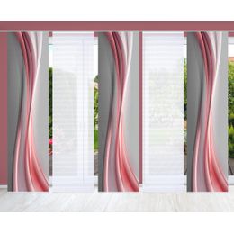 Schiebegardine HOME IN GREEN "ELANIA" Gr. 1, rot, B:60cm H:245cm, Polyester, Gardinen, SET DIGITALDRUCK,BAMBUSOPTIK RECYCELT