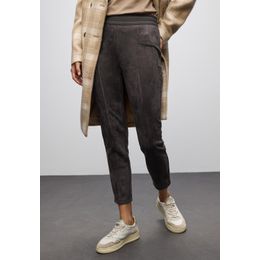 Stoffhose Street One "Style Hope", Damen, Gr. 40, Länge 28, schwarzest braun, Web, Obermaterial: 90% Polyester, 10% Elasthan, unifarben, skinny fit lang, Hosen, mit elastischem Bund