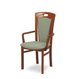 Esszimmerstuhl Home Affaire "FERDI, Armlehnstuhl, Made in Italy, Massivholz", braun (kirsch, water, kirschbaum), B:55cm H:100cm T:57cm, Massivholz, Stühle, Bezug Feinstruktur (wasser-und fleckabweisend) oder Struktur