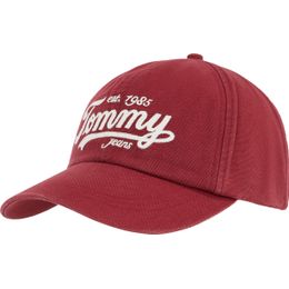 Baseball Cap Tommy Jeans "TJM ARCHIVE SCRIPT CAP", Damen, rustic cherry, Web, Baumwolle, unifarben, Caps, Mit festem Schirm
