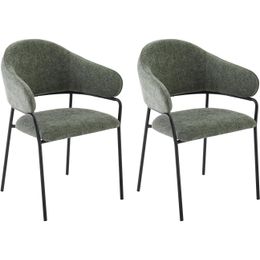 Esszimmerstuhl ByLiving "Curve", dunkelgrün, schwarz, B:60cm H:86cm T:58cm, Metall, Stoff, Stühle, moderner Stoff Stuhl mit gemütlichem Sitzkomfort, verschiedene Farben.