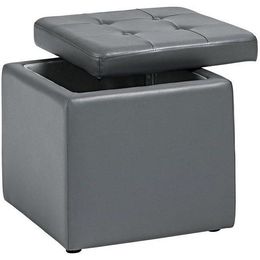 Sitzwürfel Home Affaire, grau, B:41cm H:40cm, Obermaterial: 100% Polyvinylidenchlorid, Hocker, mit gepolstertem Deckel