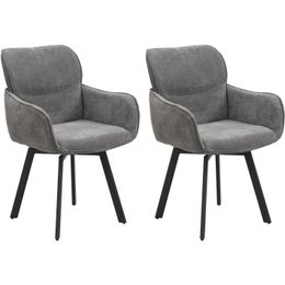 Esszimmerstuhl ByLiving "Rico", dunkelgrau, schwarz, B:61cm H:90cm T:63cm, Metall, Stoff, Stühle, 360 Grad drehbar in verschiedenen Farben erhältlich
