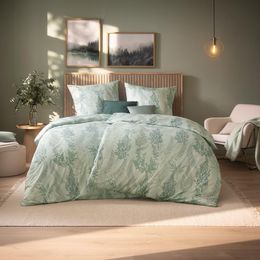 Bettwäsche Estella "Hedi", salbei, B/L: 135cm x 200cm, 1 Stk., 1 Stk., Mako-Interlock-Jersey, B/L: 80cm x 80cm, Mako-Interlock-Jersey, Obermaterial: 100% Baumwolle, Bettwäsche