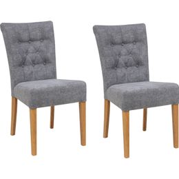 Polsterstuhl Home Affaire "Queen", blau (blaugrau, natur), B:46cm H:93cm T:64cm, Polyester, Stühle, Esszimmerstuhl mit Knopfheftung, 2er, 4er oder 6er-Set