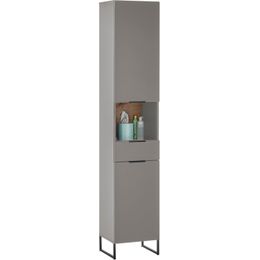 Hochschrank BASIC BY BALCULINA "Denver Hochschrank, Badezimmerschrank BxHxT 38x195x32", grau (grau matt), B:38cm H:195cm T:32cm, FSC-zertifizierter Holzwerkstoff, Schränke, Breite 38 cm, Tür L/R montierbar, Softclose