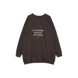 Rundhalspullover MOSHI MOSHI MIND "moshi moshi mind Pullover November", Damen, Gr. onesize, schwarz braun, Obermaterial: 50% Baumwolle, 50% Polyester, Pullover