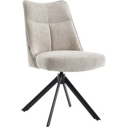 Drehstuhl Home Affaire "Corda", beige (beige, schwarz), B:50cm T:45cm, Metall, Polyester, Stühle, tolle Optik