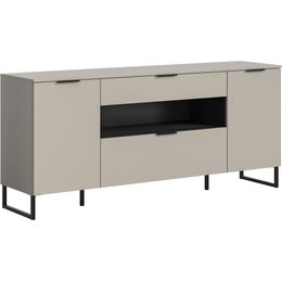 Sideboard Inosign "ADIO, Breite 185cm, 2 Türen, 1 Schubkasten, 1 Klappe, mit Metall-Kufen", kashmir nb, schwarz, B:185cm H:80cm T:41cm, Spanplatte, Sideboards, Highboard, Kommode, Lowboard, Schrank, Wohnzimmerschrank, Anrichte