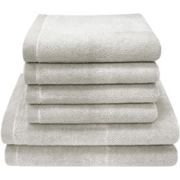 Handtuch Set Dyckhoff "Landscape", silber, 6 Stk., Walkfrottier, Walkfrottier, Obermaterial: 100% Baumwolle, Handtuch-Sets, 4 Handt&uuml;cher (50x100cm), 2 Duscht&uuml;cher (70x140cm)