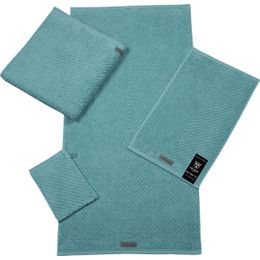 Gästehandtuch Ross "Smart", blau (lagune), B:30cm L:50cm, Frottier, Obermaterial: 100% Baumwolle, Handtücher, Uni-Rippe mit Velourslabel