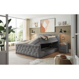 Boxspringbett ED EXCITING DESIGN ""Cashfield", OTTOs Choice Topseller inkl. zwei Bettkästen & Topper", grau, B:180cm L:225cm, 100% Polyester, Komplettbetten, erhältlich in den Größen 160x200cm und 180x200cm, Topseller