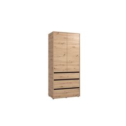 Kleiderschrank Inosign "Corbet Schlafzimmerschrank, Drehtürenschrank, Wäscheschrank TOPSELLER", artisan eiche, B:93cm H:210,5cm T:54,5cm, Spanplatte, Schränke, 93 cm breit, 3x Schubladen, Kleiderstange, ABS schutzkanten