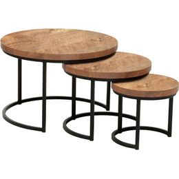 Couchtisch OMG DESIGN "Hugo", gelb (mango, schwarz, mango), B:75cm H:50cm T:75cm, Tische, im 3er Set, variabel stellbar