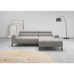 Ecksofa Home Affaire, B:223cm H:71cm T:179cmgrau, 95% Polyester, 5% Nylon, Wohnzimmer, Sofas, "Ecksofa Claya, L-Form, Kopfteilverstellung, Breite 223