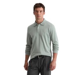 Marc O'Polo Langarm-Poloshirt MARC O'POLO "aus schwerem Bio-Baumwoll-Jersey", Herren, Gr. M, arctic blau, Obermaterial: 100% Baumwolle, unifarben, regular fit, normaler Saum, Shirts