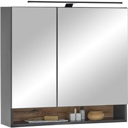Spiegelschrank BASIC BY BALCULINA "Denver Spiegelschrank, Badezimmerschrank BxHxT 80x75x22", schwarz (schwarz matt), B:80cm H:75cm T:22cm, FSC-zertifizierter Holzwerkstoff, Schränke, Breite 80 cm, Tür L/R montierbar, Softclose