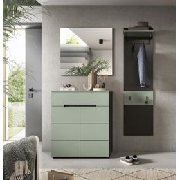 Garderoben-Set Inosign "REHAT, TOPSELLER, 3-teilig, Breite 140 cm, individuell erweiterbar", basalt grau nb, smoke grün nb, Kastenmöbel-Sets, Garderobenkombination, Kombination, Set, Flurgarderobe, Diele