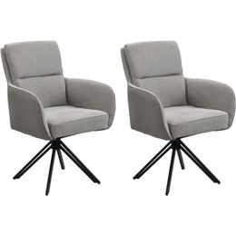 Esszimmerstuhl ByLiving "Tino", hellgrau, schwarz, B:62cm H:94cm T:70cm, Metall, Stoff, Stühle, 360 Grad drehbar mit Federkernpolsterung, hochwertige Polsterbezüge