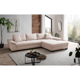 Ecksofa MR. COUCH, B:323cm H:86cm T:211cmstripes 8622 natur, 92% Polyester / 8% Nylon, Wohnzimmer, Sofas, "Dario, L-Form, mit Bett und Bettkasten",
