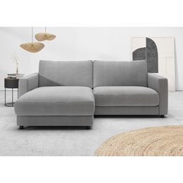 Ecksofa Home Affaire, B:226cm H:85cm T:190cmplatin, 100% Polyester, Wohnzimmer, Sofas, "Ecksofa Jiro, L-Form, große Sitztiefe, Breite 226 cm", lose