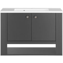 Waschtisch Home Affaire "WESTMINSTER, Waschbeckenunterschrank inkl. Waschbecken, Metallgriffe", grau (grau dunkel), B:80cm H:58cm T:46cm, Waschtische, in 2 Farben verfügbar, hängend, inkl. Waschbecken, Breite 80 cm