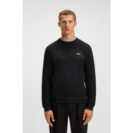 Strickpullover BOSS Green "KN Momentum-X CN", Herren, Gr. L, dunkelblau402, Strick, Obermaterial: 48% Polyester, 39% Schurwolle, 11% Polyamid, 2% Elasthan, unifarben, regular fit normal, Rundhals, Bündchen, Pullover, Rundhalsausschnitt, Regular Fit, kontrast HD-Logo