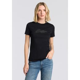 BOSS Orange Damen T-Shirt "Elogo Print19 Premium Damenmode"schwarz 001, Gr. M, unifarben, Single Jersey, Obermaterial: 100% Baumwolle, Shirts, mit