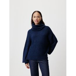 Strickpullover LEGER "Jarine, LeGer by Lena Gercke", Damen, Gr. 34, ocean cavern, Strick, Obermaterial: 56% Polyacryl, 44% Polyamid, unifarben, loose fit hüftlang, Rundhals, eingesetzt gerader Abschluss, Pullover, Loose fit mit Rundhalsausschnitt