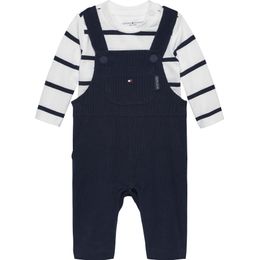 Langarmshirt & Hose Tommy Hilfiger "BABY CORD DUNGAREE SET", Baby, Gr. 62, schwarz night navy, Jersey, Obermaterial: 100% Baumwolle, gestreift, unifarben, KOB Set-Artikel, für Babys