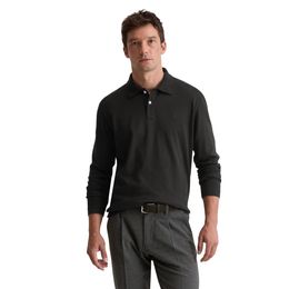 Marc O'Polo Langarm-Poloshirt MARC O'POLO "aus schwerem Bio-Baumwoll-Jersey", Herren, Gr. L, schwarz, Obermaterial: 100% Baumwolle, unifarben, regular fit, normaler Saum, Shirts