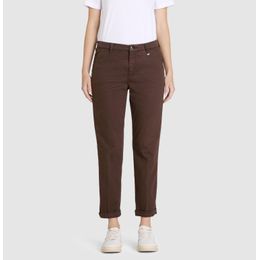 Chinohose MAC "CHINO turn up", Damen, Gr. 40, N-Gr, truffle braun ppt, Web, Obermaterial: 39% Lyocell, 34% Modal, 17% Baumwolle, 7% Elastomultiester, 3% sonstige Fasern, unifarben, slim fit knöchelfrei, Hosen, mit dezentem Glanz, elegant und sportiv zugleich