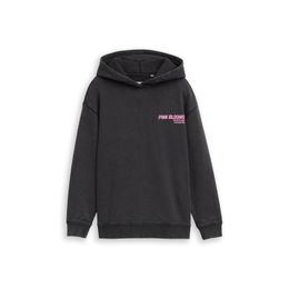 Kapuzensweatshirt Tom Tailor, Mädchen, Gr. 128, heavy schwarz, Sweatware, Obermaterial: 100% Baumwolle, bedruckt, normal hüftbedeckend, Rundhals, Flachstrickbündchen, Sweatshirts, mit Front-und Rückenprint
