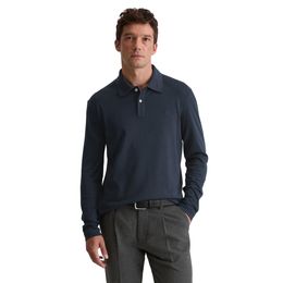 Marc O'Polo Langarm-Poloshirt MARC O'POLO "aus schwerem Bio-Baumwoll-Jersey", Herren, Gr. XL, schwarz navy, Obermaterial: 100% Baumwolle, unifarben, regular fit, normaler Saum, Shirts