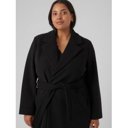 Langmantel Vero Moda CURVE "VMCFORTUNEAYA LONG COAT GA CUR NOOS", Damen, Gr. 46, schwarz, Web, Obermaterial: 100% Polyester, unifarben, kniebedeckend, V-Ausschnitt, Mäntel