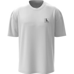 T-Shirt Calvin Klein "SS 30s E SPRTSWR 1 G", Herren, Gr. L, weiß (hellweiß), Single Jersey, Obermaterial: 100% Baumwolle, unifarben, regular fit normal, Rundhals, eingesetzt abgesteppte Kante, Shirts, Mit Rundhalsausschnitt
