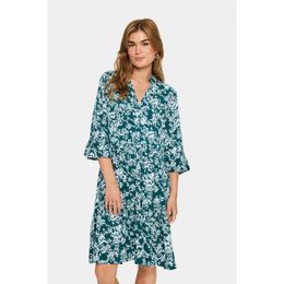 Saint Tropez Blusenkleid »EdaSZ Dress« Sommerkleid, Tunikakleid mit Volant und 3/4 Ärmel June Bug Blue Garden Flower XL - N-Gr N-Gr XL Bequeme...