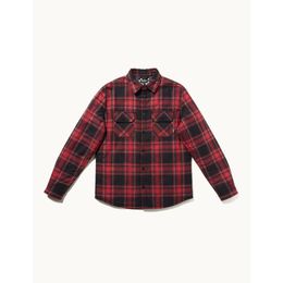 Chet Rock Flannel Check Over Shirt Flanellhemd rot schwarz in L CRK60012-RED