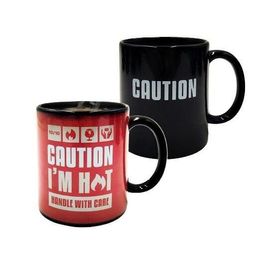 Spr&uuml;che Caution I&acute;m Hot Tasse schwarz 2000152