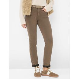 Brax Damen Five-Pocket-Hose Style CAROLA CARAMEL, denim dunkelbraun, Gr. 34