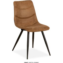 Esszimmerstuhl OMG DESIGN "Crazy", cognac, schwarz, B:46cm H:87cm T:65cm, Polyester, Stühle, Esszimmerstuhl, pflegeleichter Bezug, mit Handgriff