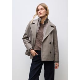 Trenchcoat Street One, Damen, Gr. 46, sandy mocca meliert, Stoff, Obermaterial: 90% Polyester, 10% Viskose; Futter: 100% Polyester; Obermaterial Inlay: 100% Polyester; Füllung: 100% Polyester, unifarben, normal normal, V-Ausschnitt, Bündchen, Mäntel, in Unifarben
