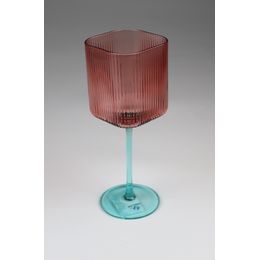 Sektglas AM Design "Handgefertigt", pink, blau, B:8cm H:22cm, Glas, Trinkgefäße, 3er Set