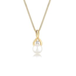 Perlenkette Elli Premium "Infinity Unendlichkeit Topas 585 Gelbgold", gold, Halsketten, Damen, 45, ohne Stein, Gelbgold 585, L: 45